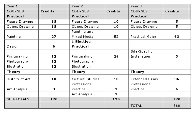 FINE ART COURSE OUTLINE – SA Study